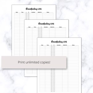 Breastfeeding Log Printable PDF, Feeding Log for Newborn, Breast Pump ...