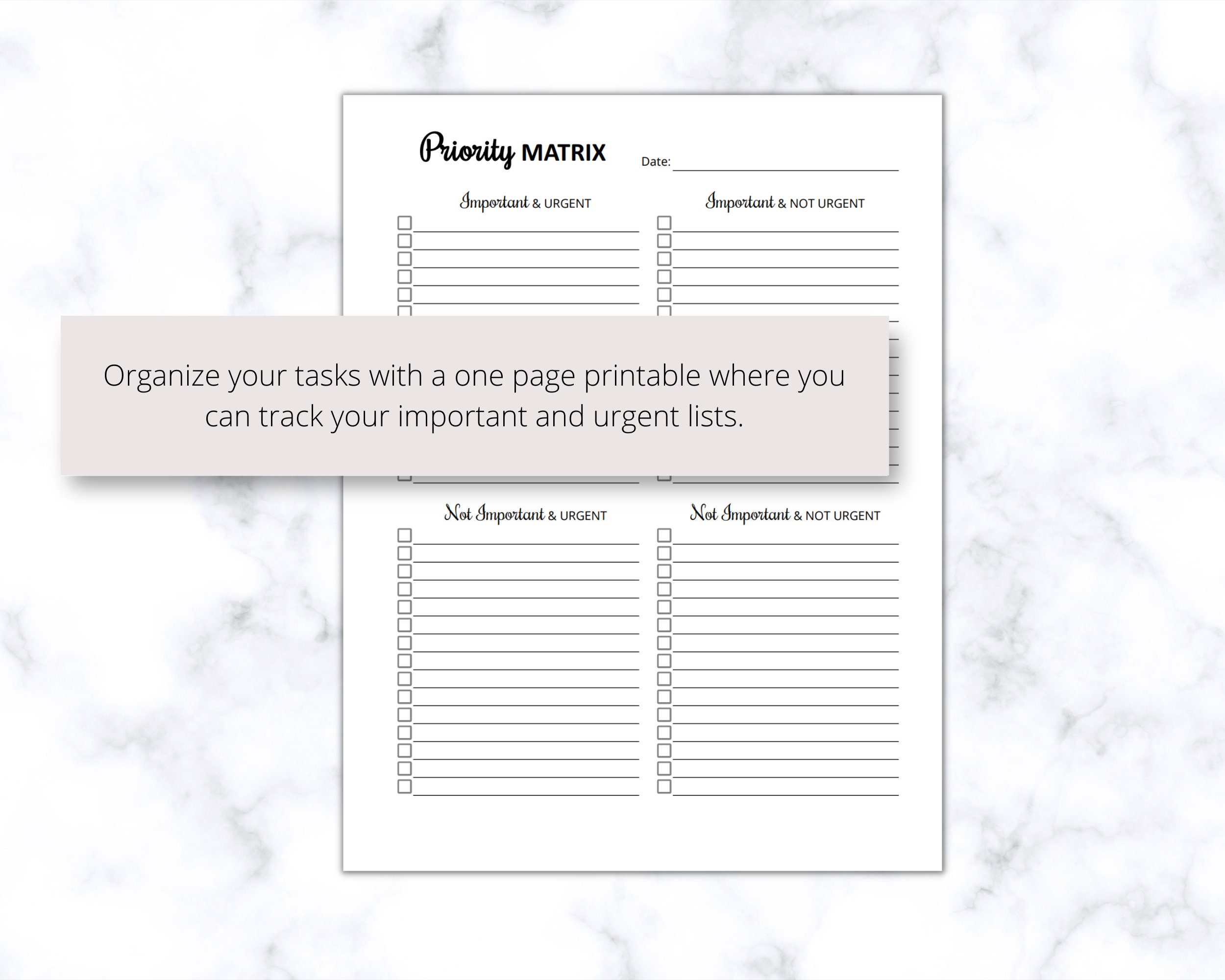 Priority Matrix Printable PDF, Eisenhower Matrix PDF Template, Priority ...