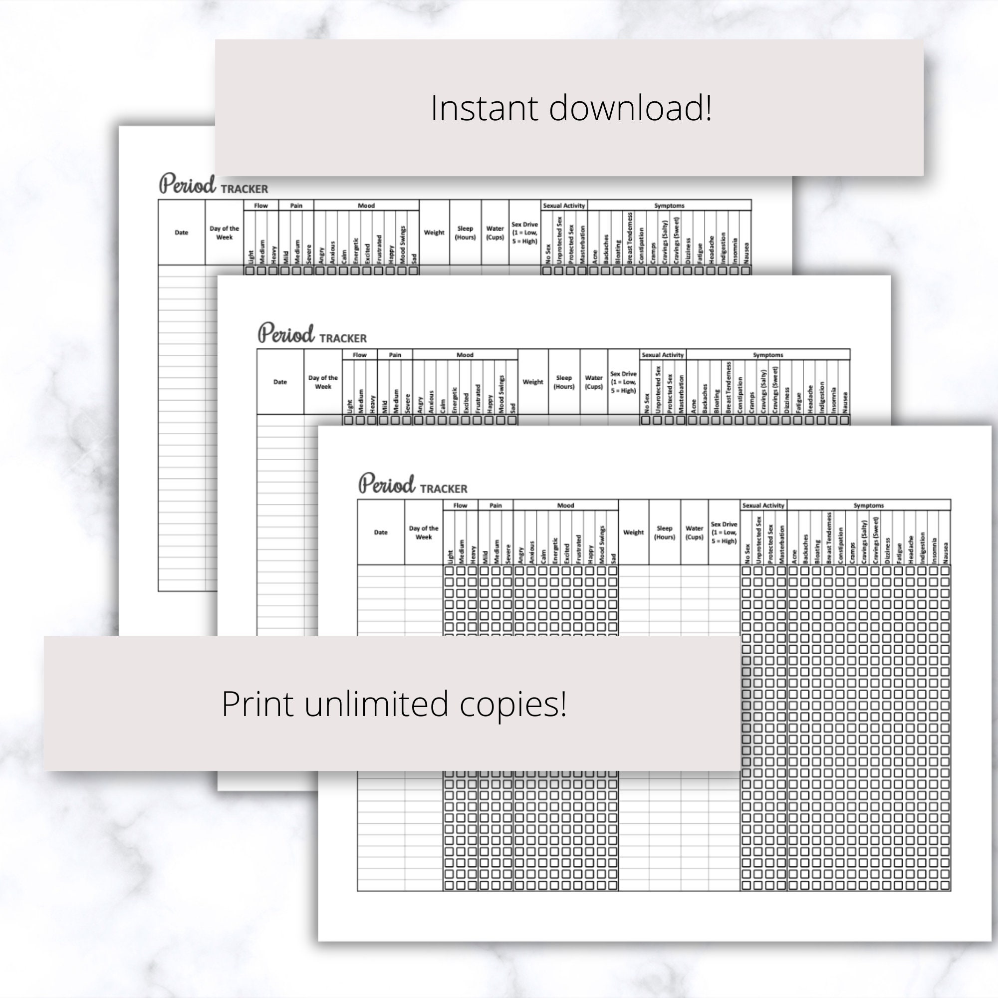 Period Tracker Printable PDF, Menstrual Period Tracker Printable, Track ...