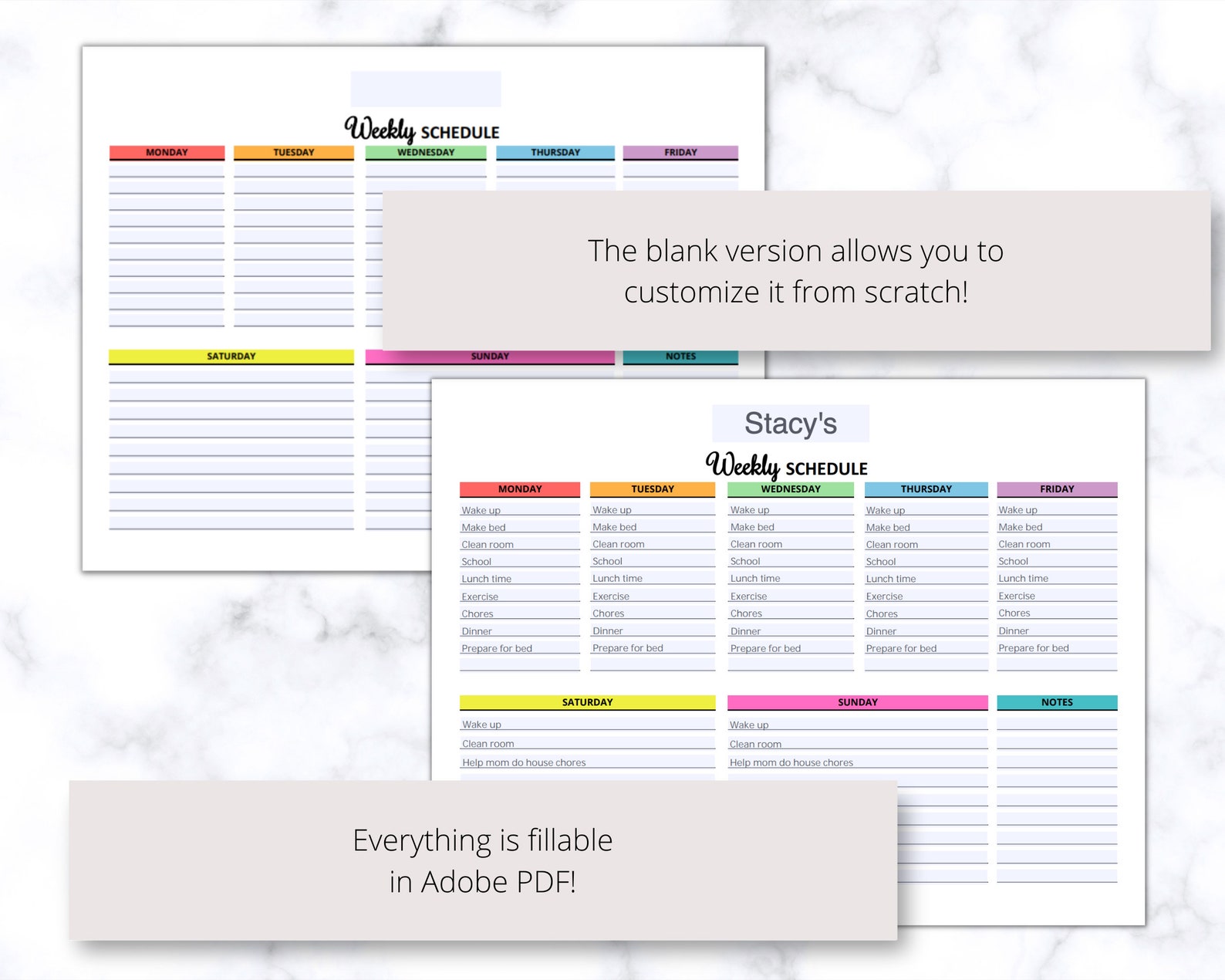 Kids Weekly Schedule Printable PDF, Kids Weekly Planner, Editable Kids ...