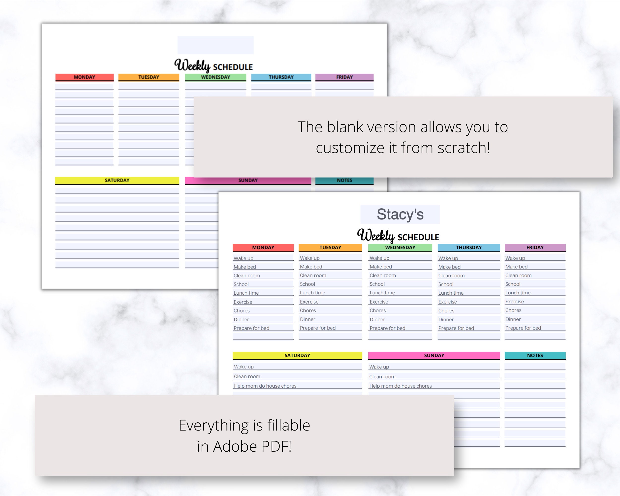Kids Weekly Schedule Printable PDF, Kids Weekly Planner, Editable Kids ...