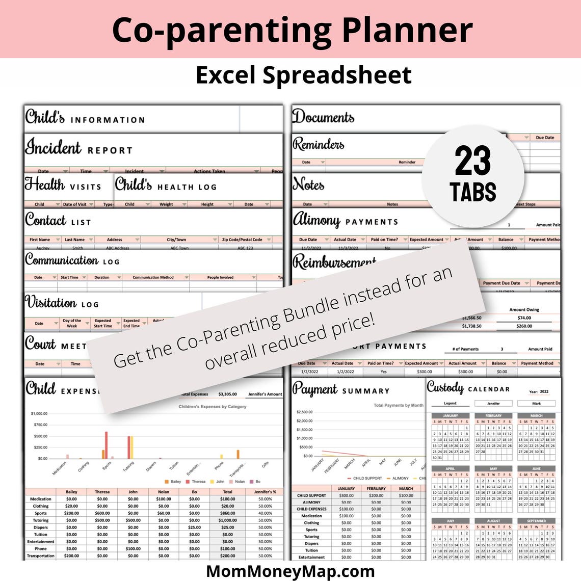 Co-parenting Calendar Excel Spreadsheet, Co Parenting Calendar, Child ...