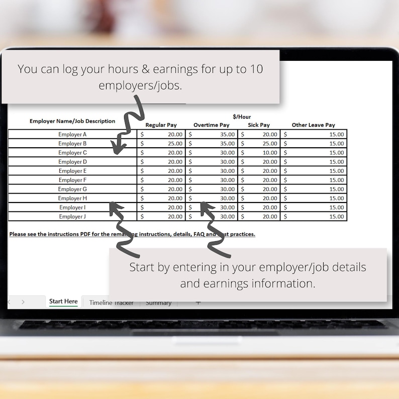 Simple Timesheet Tracker Excel Spreadsheet, Track Billable Hours Excel ...