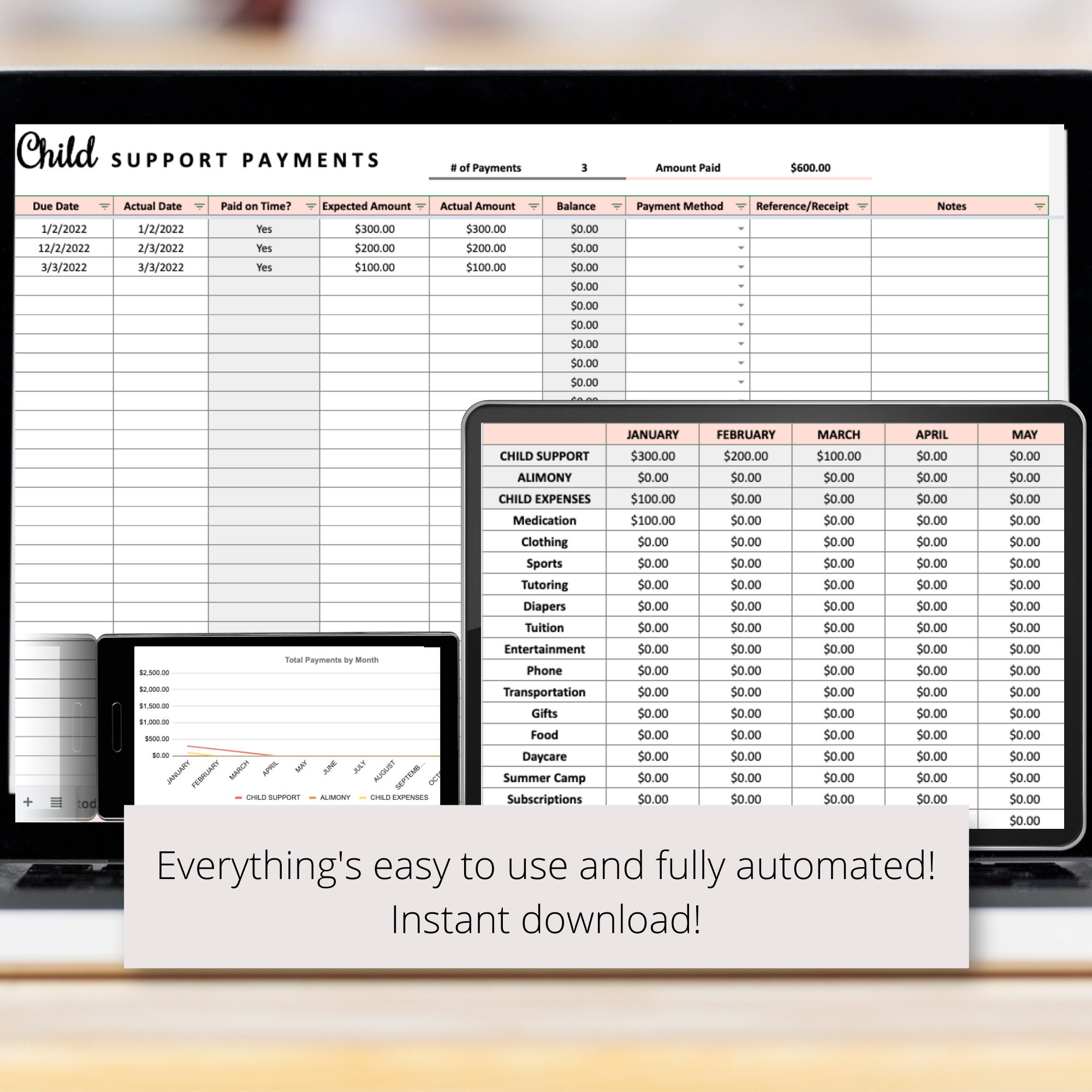 Child Support Tracker Google Sheets Spreadsheet, Child Custody Planner ...