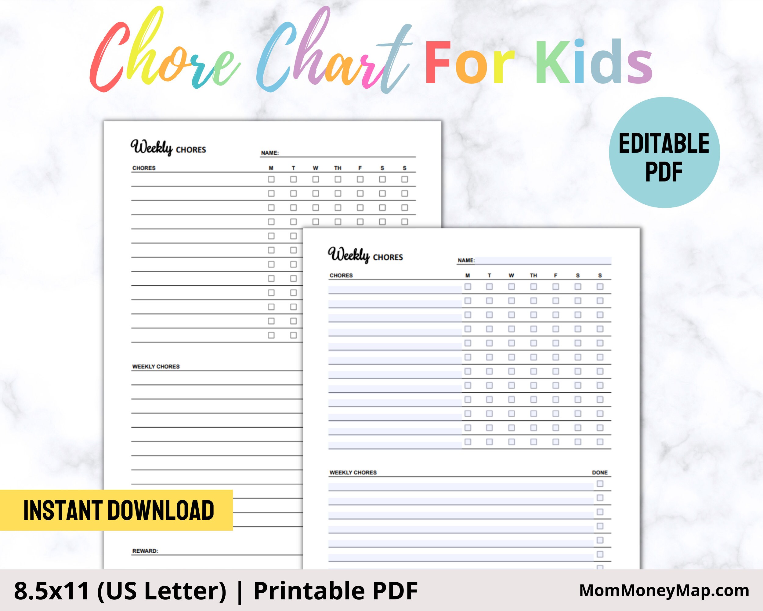 Kids Chore Chart Printable PDF Kids Daily Tasks Kids Visual - Etsy ...