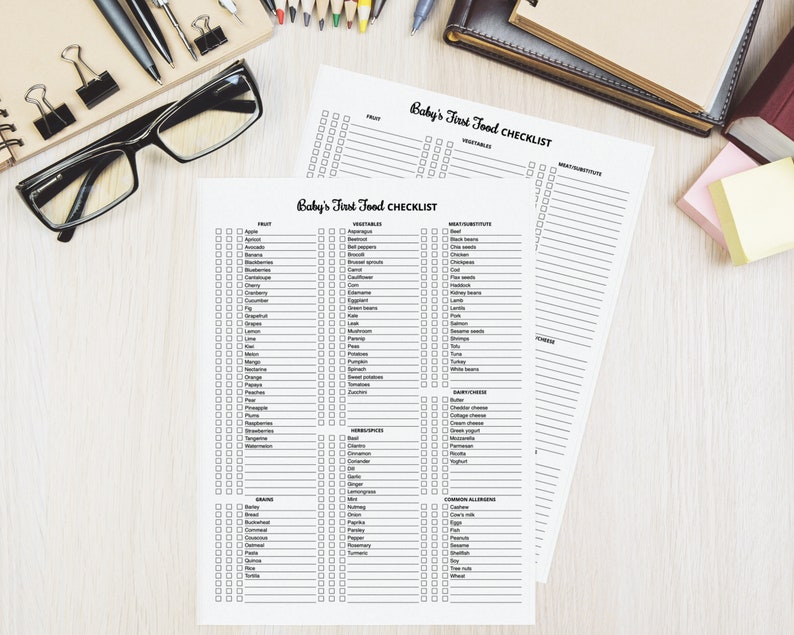 Baby's First Foods Checklist Printable PDF, Baby Food Tracker, Baby ...