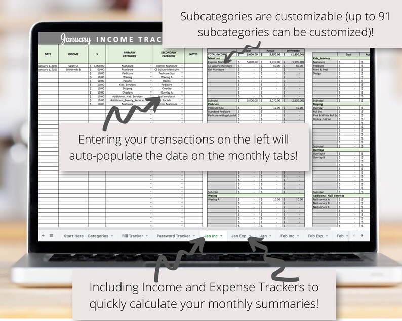 Nail Salon Monthly Budget Google Sheets Spreadsheet, Nail Tech Business ...