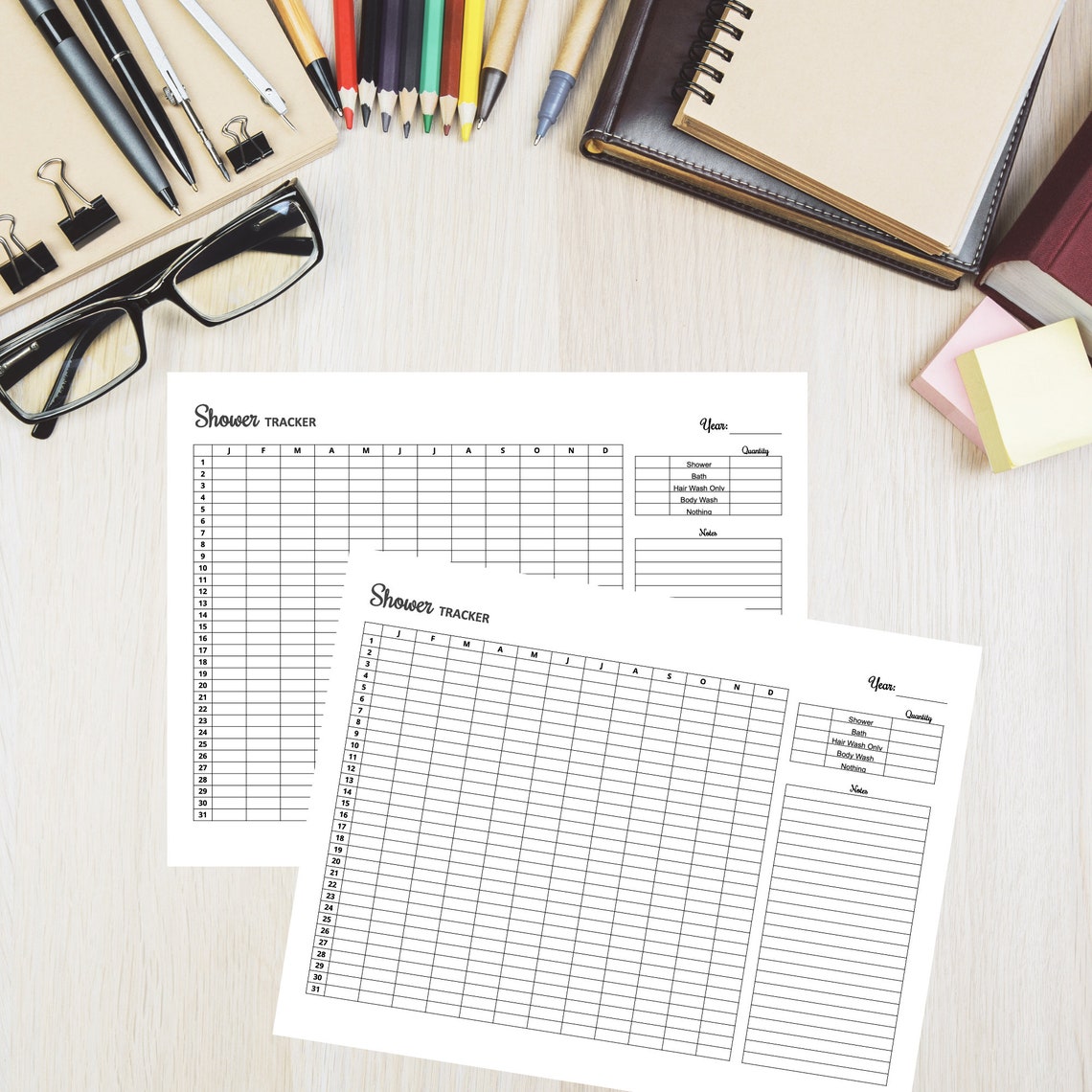 Shower Tracker Printable PDF, Bath Tracker, Shower Log Template, Hair ...