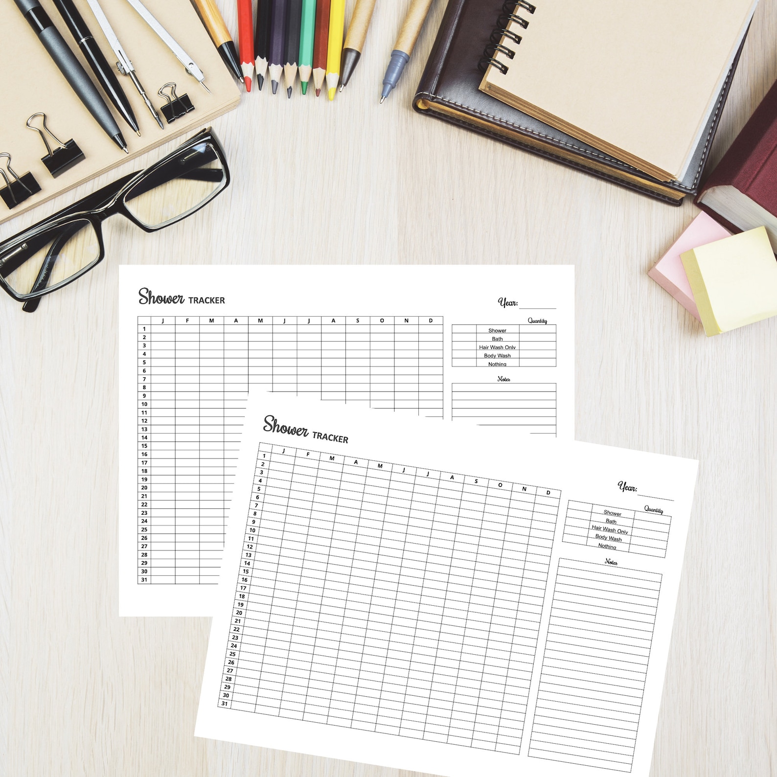 Shower Tracker Printable PDF, Bath Tracker, Shower Log Template, Hair ...