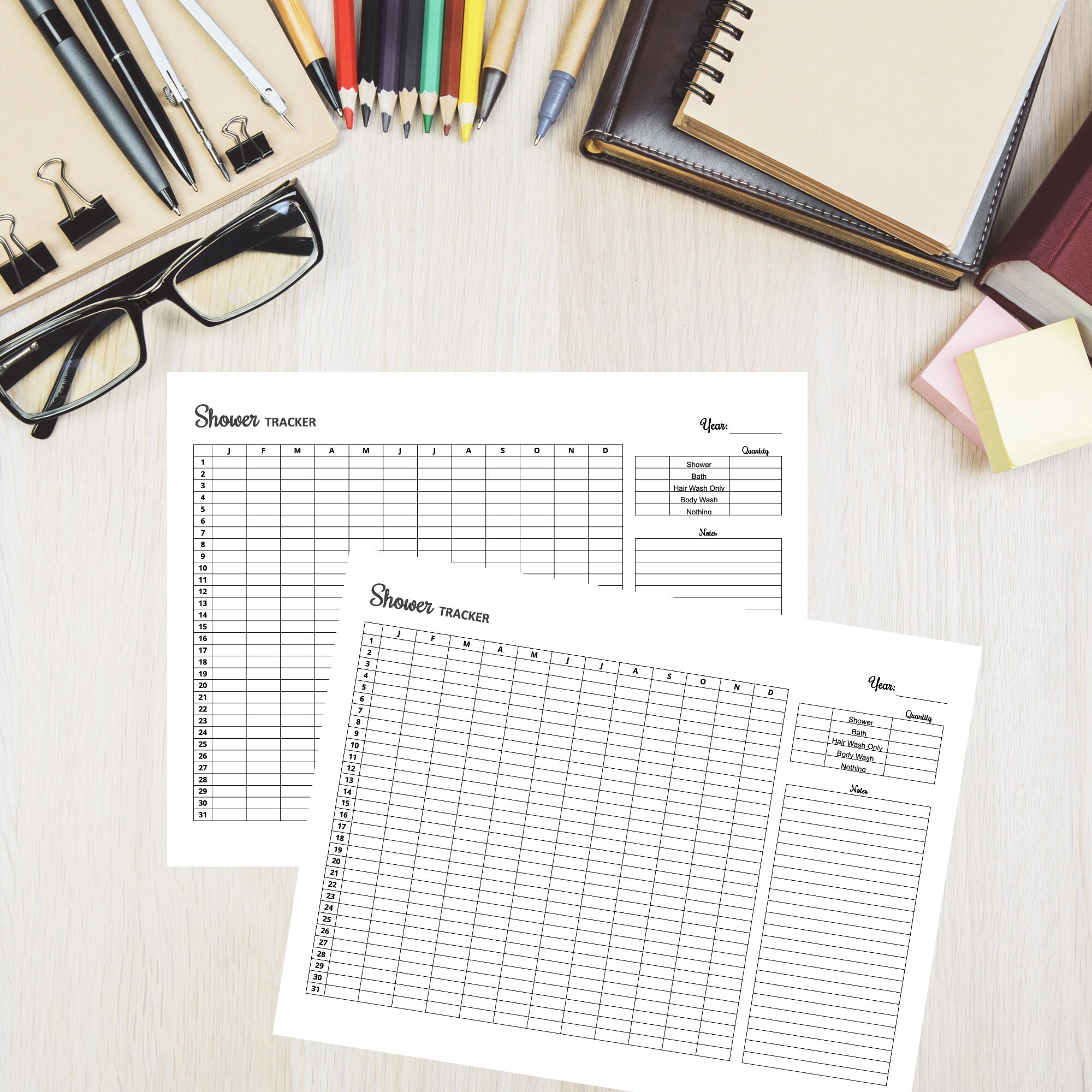 Shower Tracker Printable PDF, Bath Tracker, Shower Log Template, Hair ...