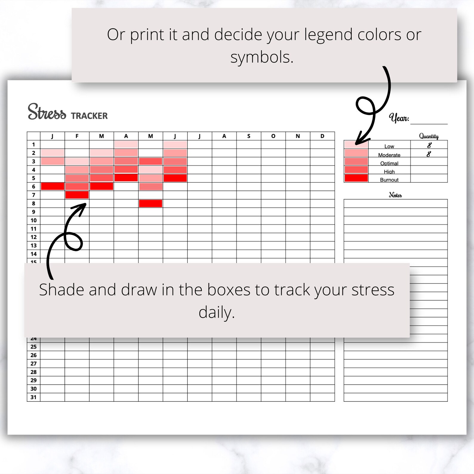 Stress Tracker Printable PDF, Daily Stress Log, Stress Tracker for Work ...