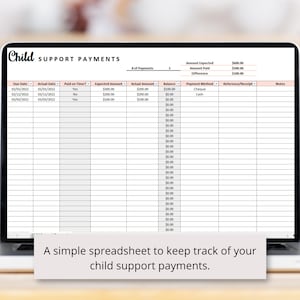 Child Support Payment Tracker Excel Spreadsheet, Child Expense ...