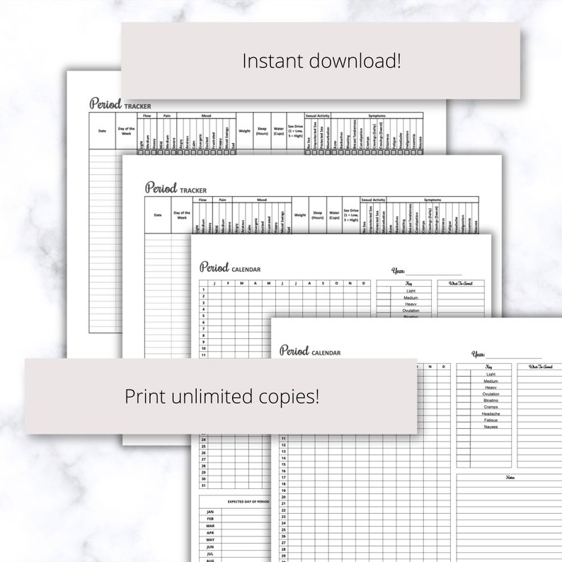 Period Planner Printable PDF, Menstrual Period Planner Printable, Track ...