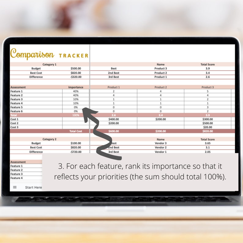 Comparison Tracker Google Sheets Spreadsheet, Product Research Sheets ...