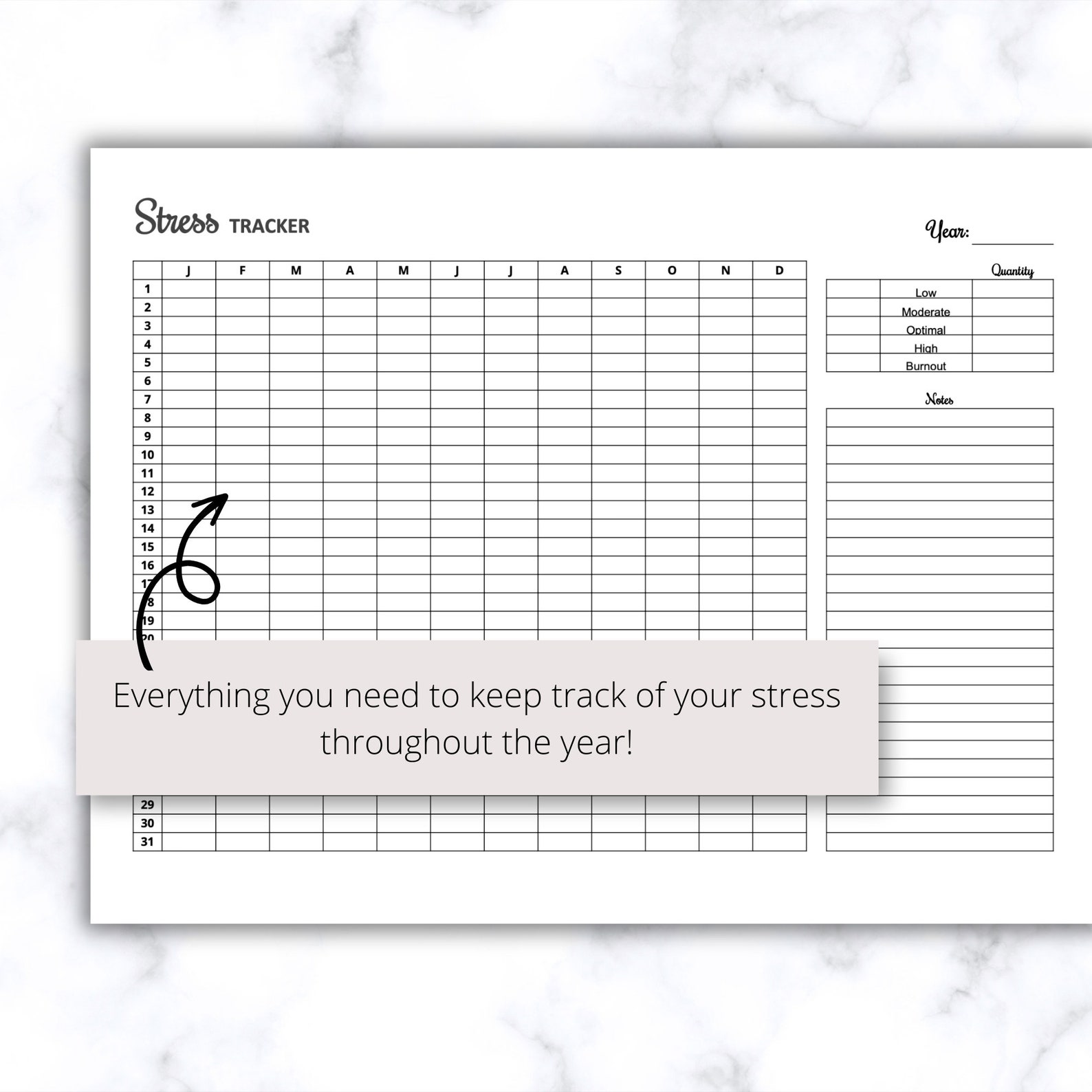 Stress Tracker Printable PDF, Daily Stress Log, Stress Tracker for Work ...