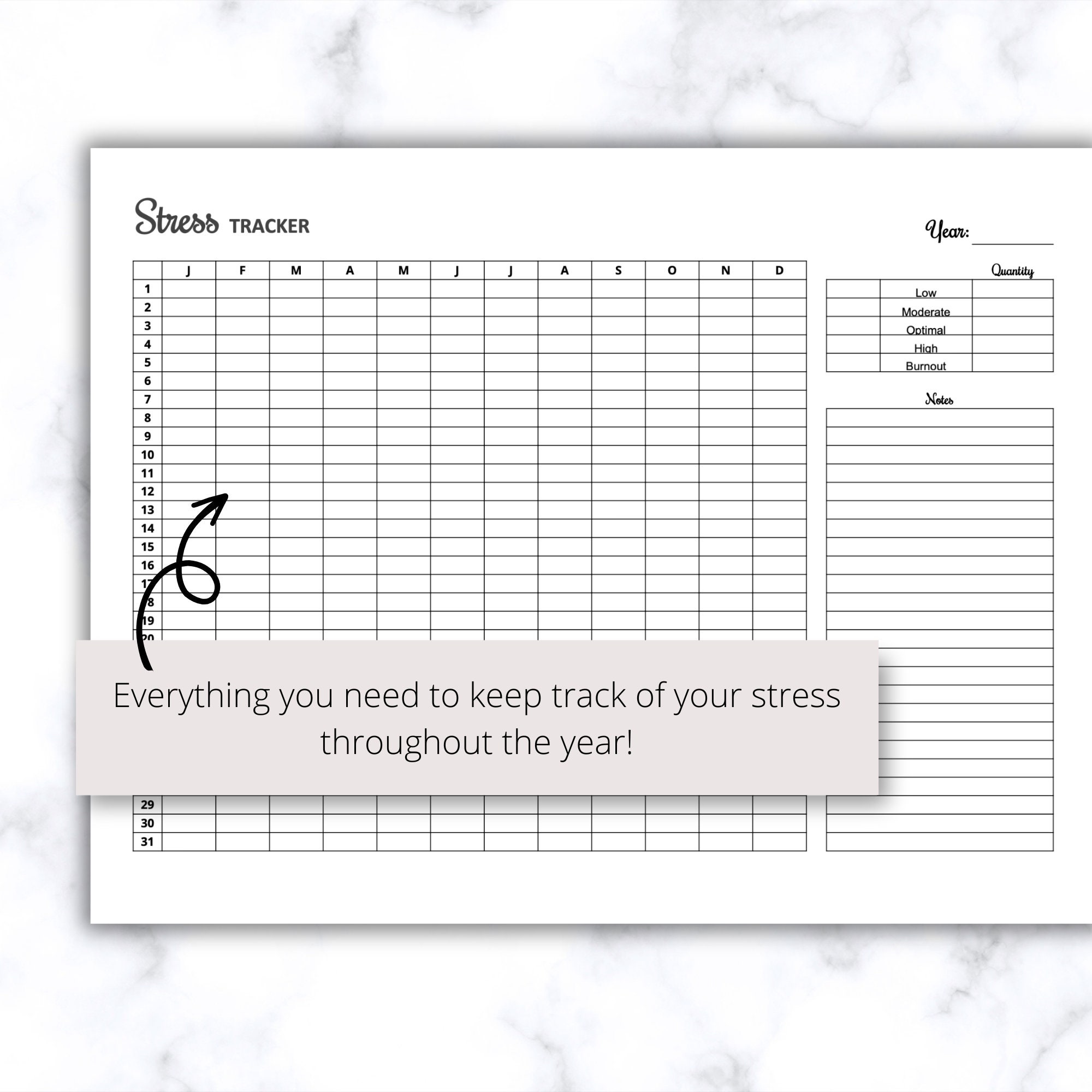Stress Tracker Printable PDF, Daily Stress Log, Stress Tracker for Work ...