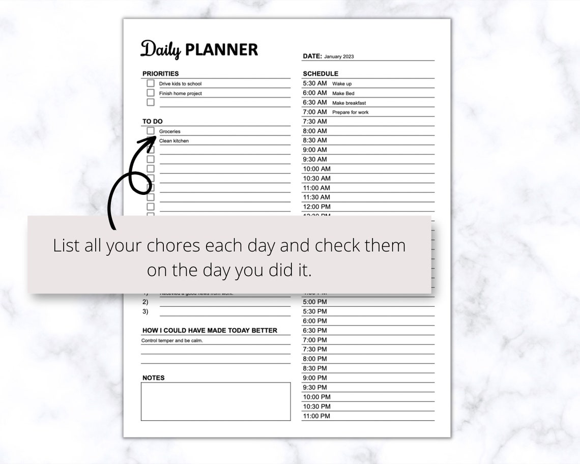 Editable Daily Planner Printable PDF, Daily Organizer, Productivity ...