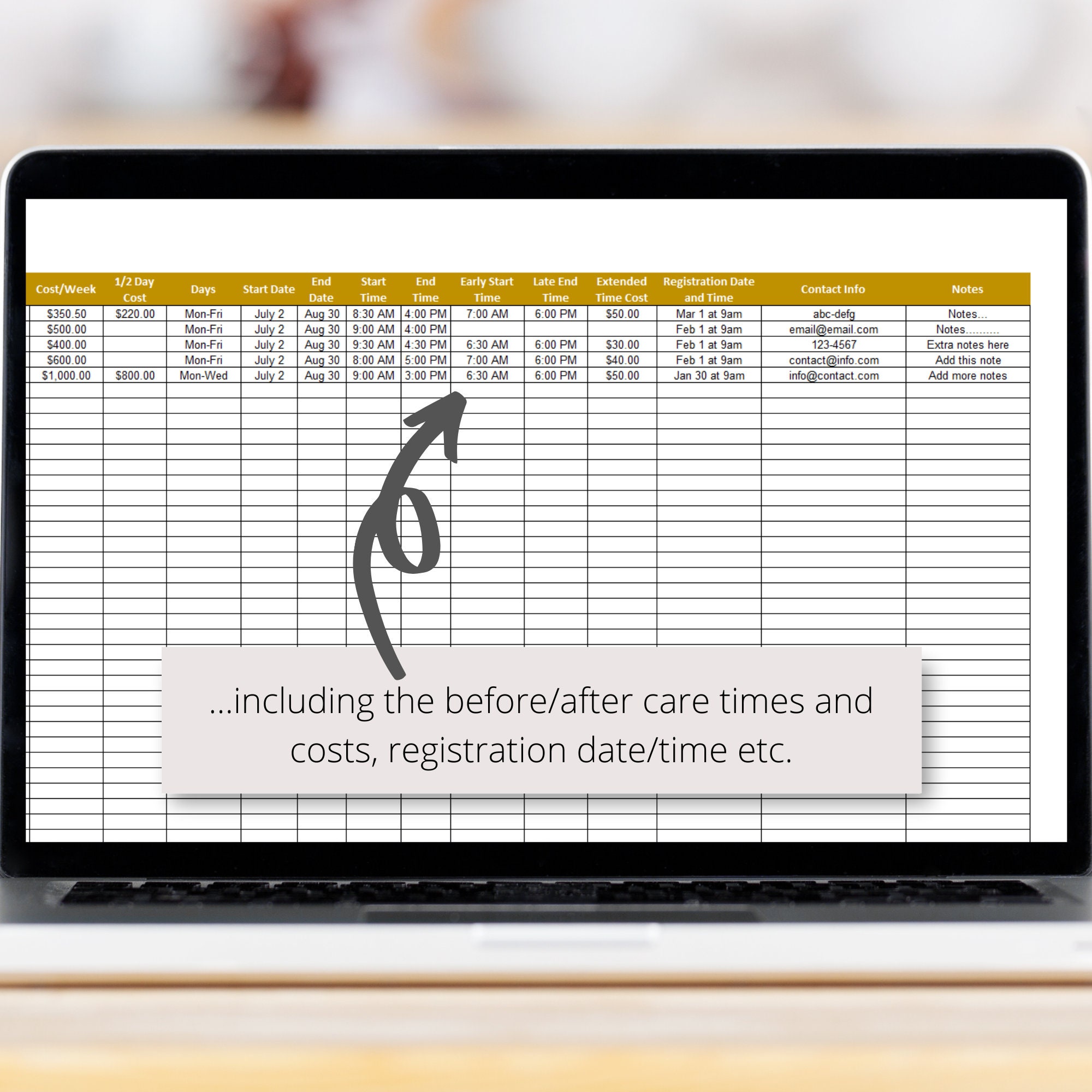 Summer Camp Planner Excel Spreadsheet, Summer Camp Organizer, Camp ...