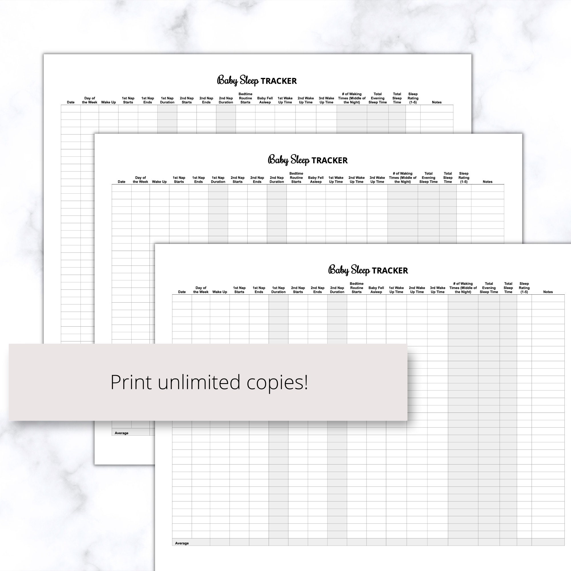Baby Sleep Tracker Printable PDF, Newborn Sleep Schedule Tracker, Baby ...