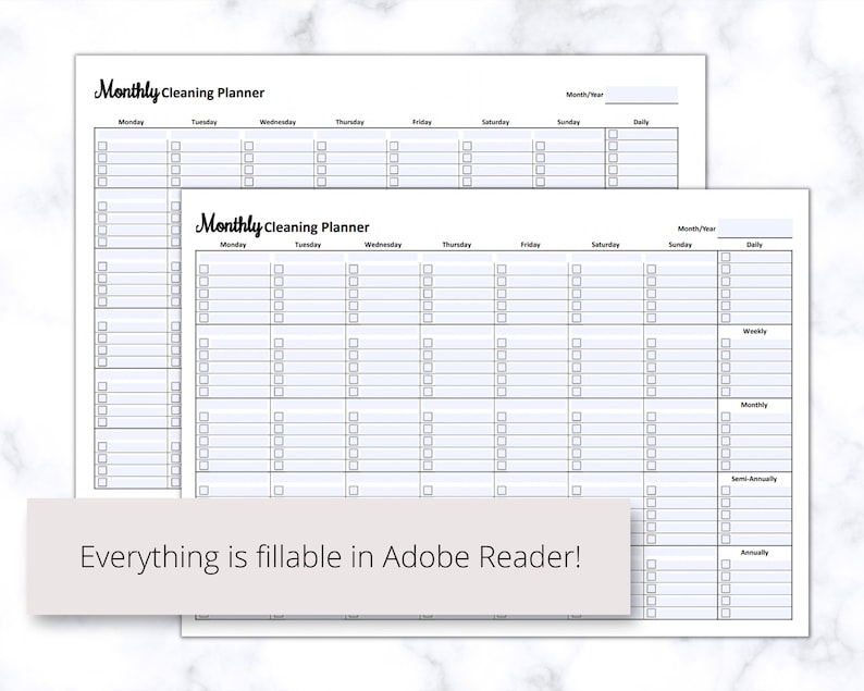 Monthly Cleaning Printable PDF, Monthly Deep Cleaning Checklist ...
