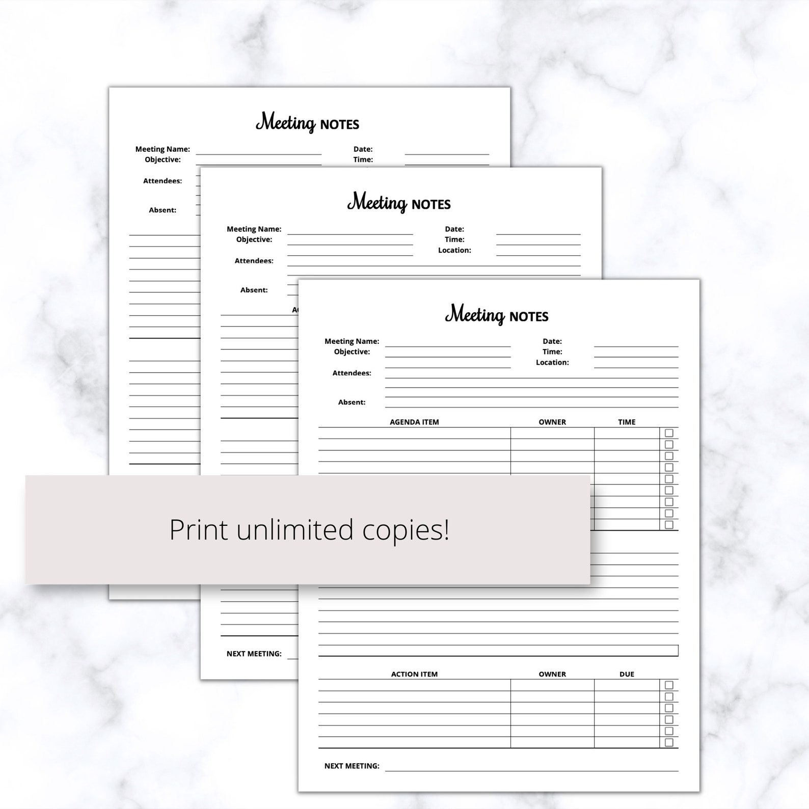 Meeting Minutes Printable PDF, Editable Agenda and Minutes, Meeting ...