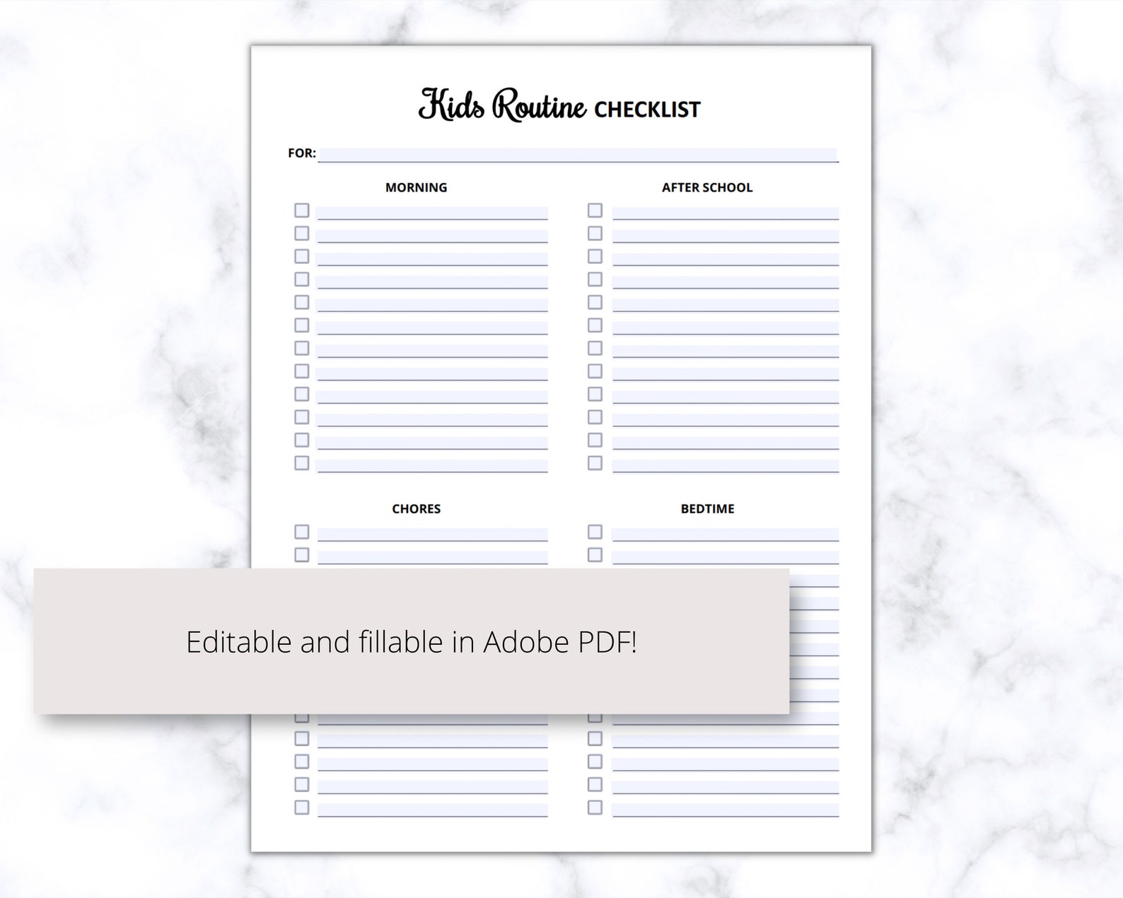 Kids Routine Checklist Printable PDF, Daily Routine Chart for Kids ...