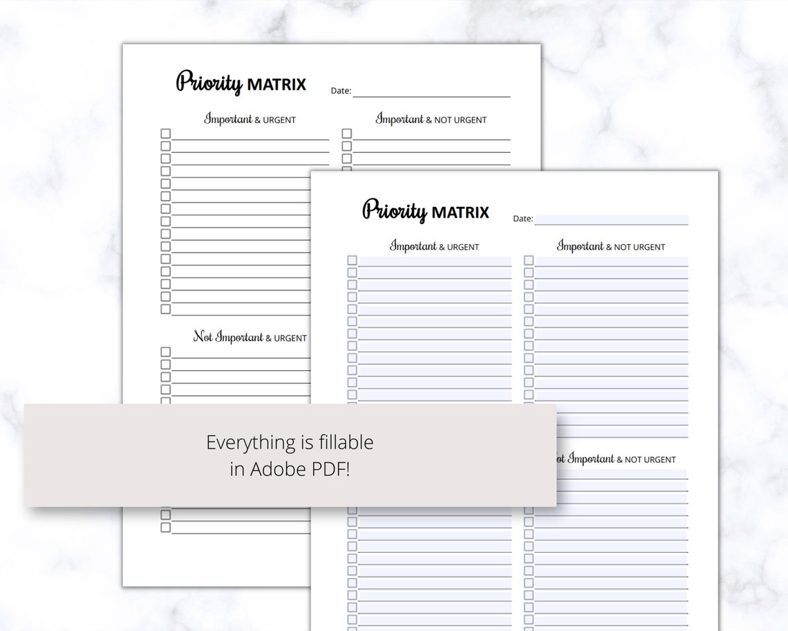 Priority Matrix Printable PDF, Eisenhower Matrix PDF Template, Priority ...