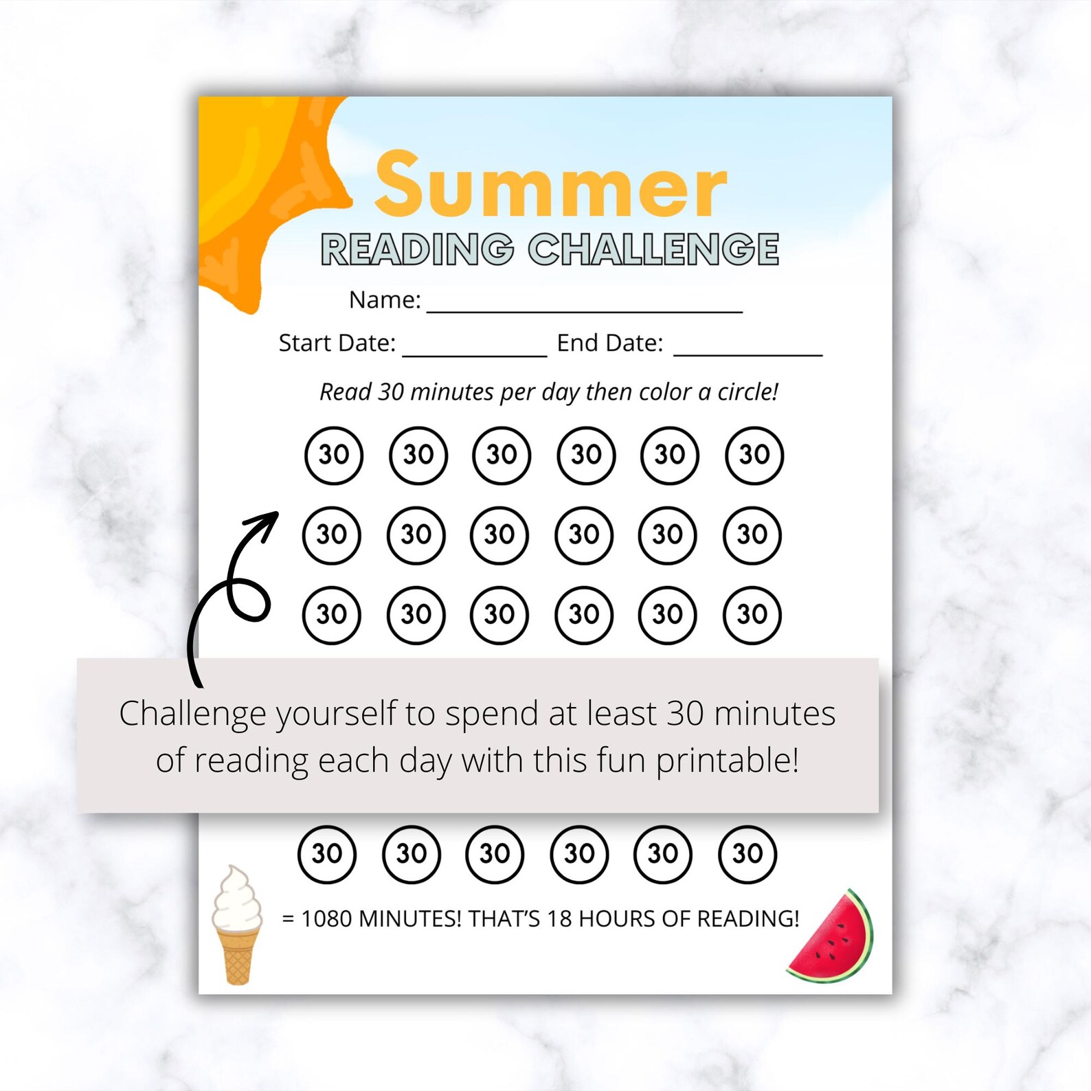 Summer Reading Challenge Printable PDF, Reading Daily Goals Printable ...