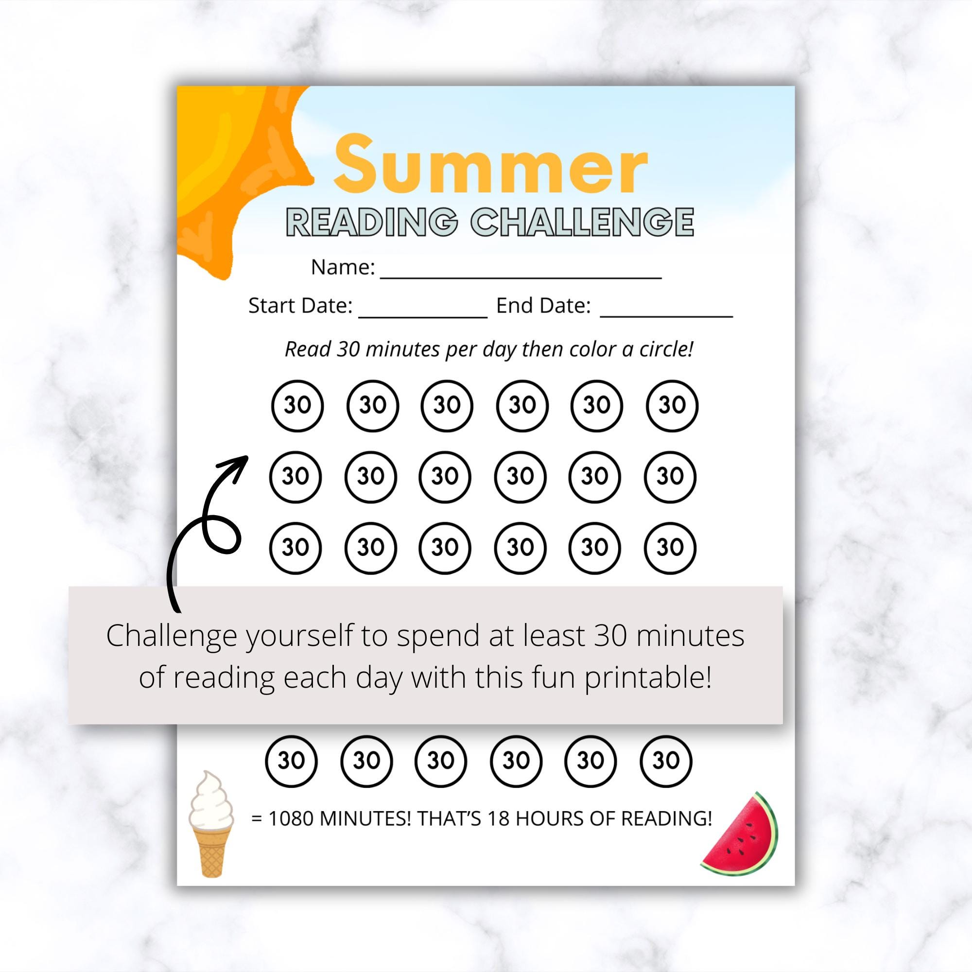 Summer Reading Challenge Printable PDF, Reading Daily Goals Printable ...