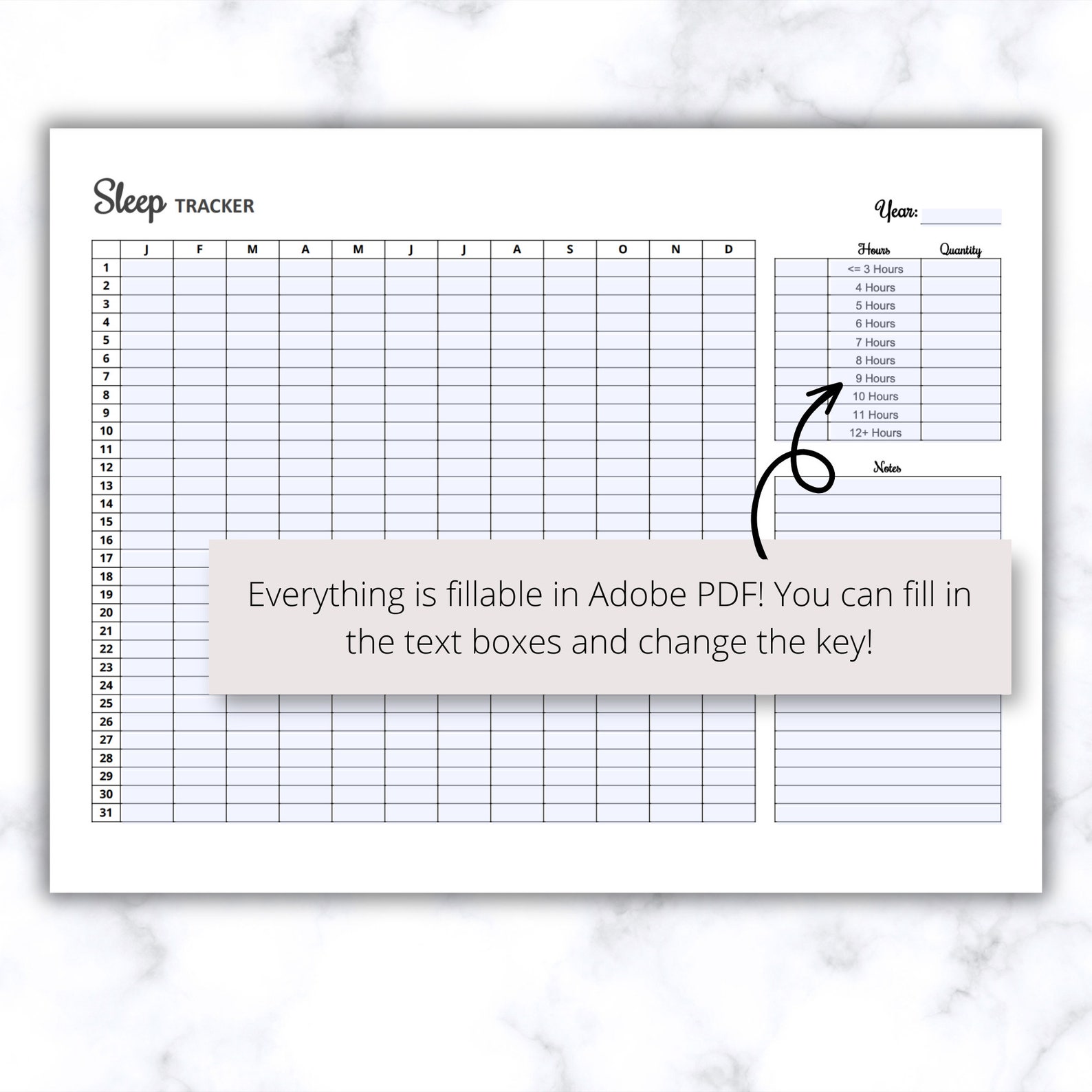 Sleep Tracker Printable PDF, Sleep Log Printable, Sleep Tracker Sheet ...