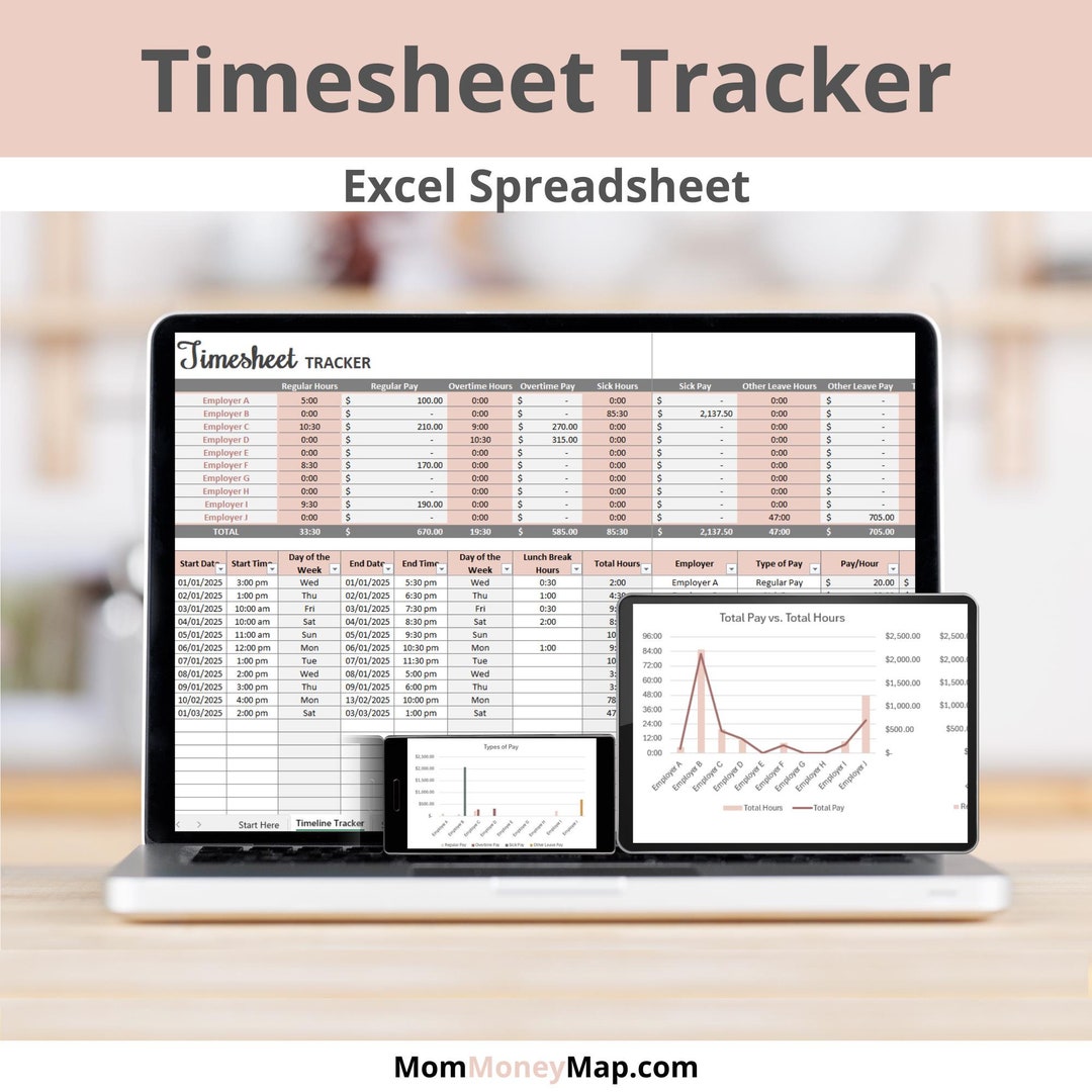 Timesheet Tracker Excel Spreadsheet, Excel Templates for Time Tracking ...