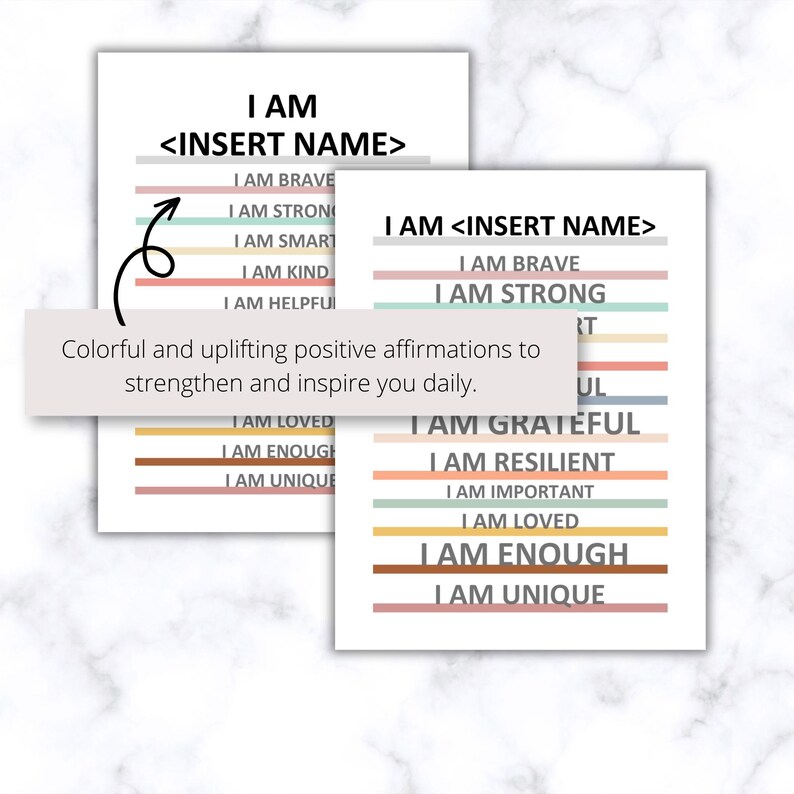 Positive Affirmations Printable PDF Wall Art, Daily Affirmations for ...