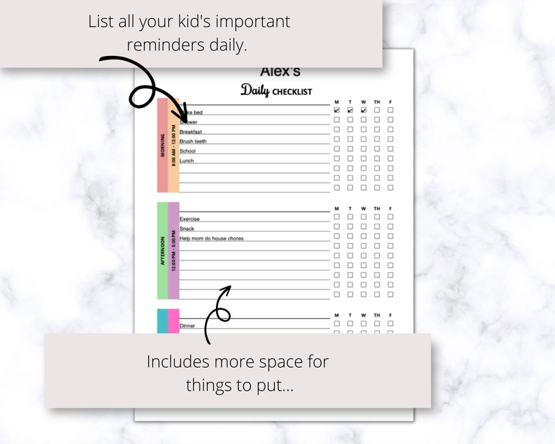 Kids Daily Checklist Printable PDF, Children's Daily Schedule, Daily ...