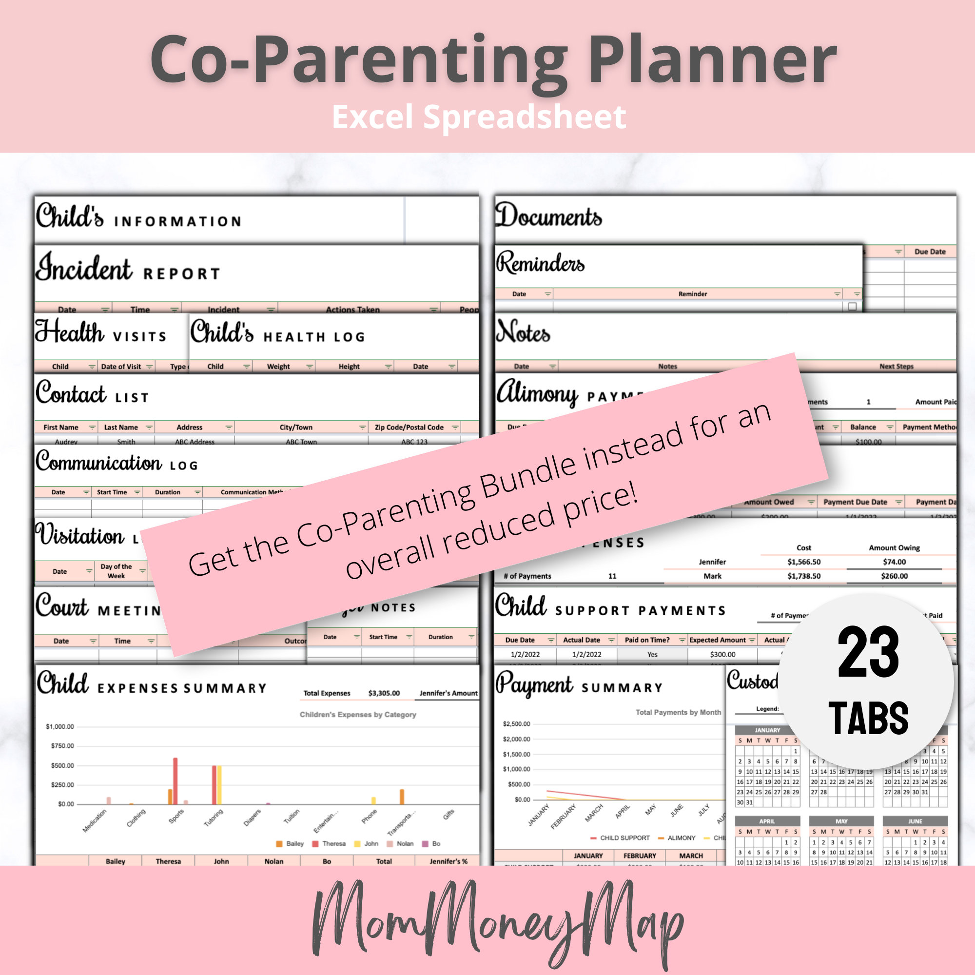 Child Custody Visitation Log Excel Spreadsheet, Parental Visits, Child ...