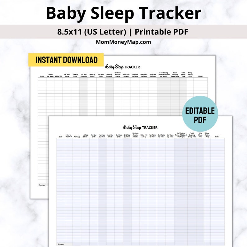 Baby Sleep Tracker Printable PDF, Newborn Sleep Schedule Tracker, Baby ...