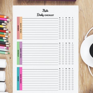 Kids Daily Checklist Printable PDF, Children's Daily Schedule, Daily ...
