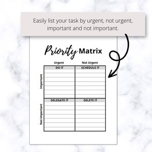 Eisenhower Matrix Printable PDF, Work Priority Matrix, Priority List ...