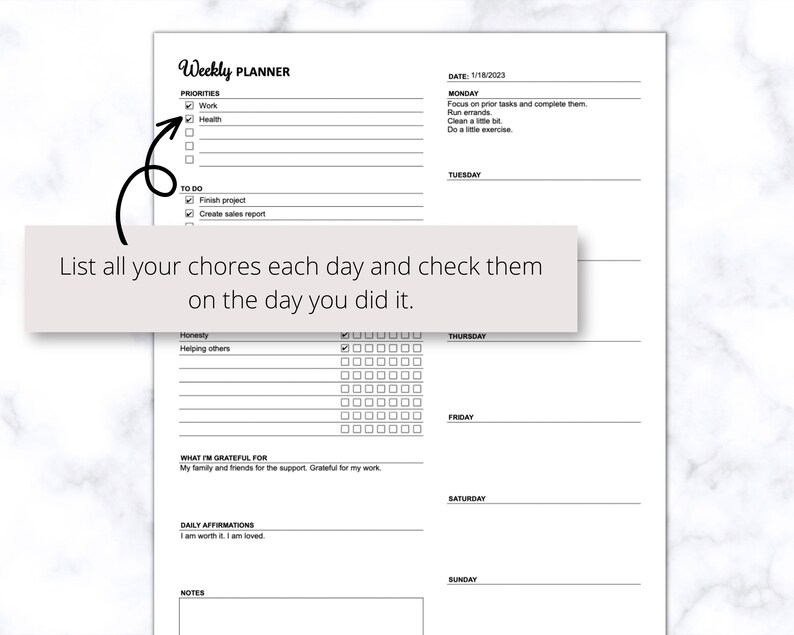 Editable Weekly Planner Printable PDF, Week Organizer, Productivity ...