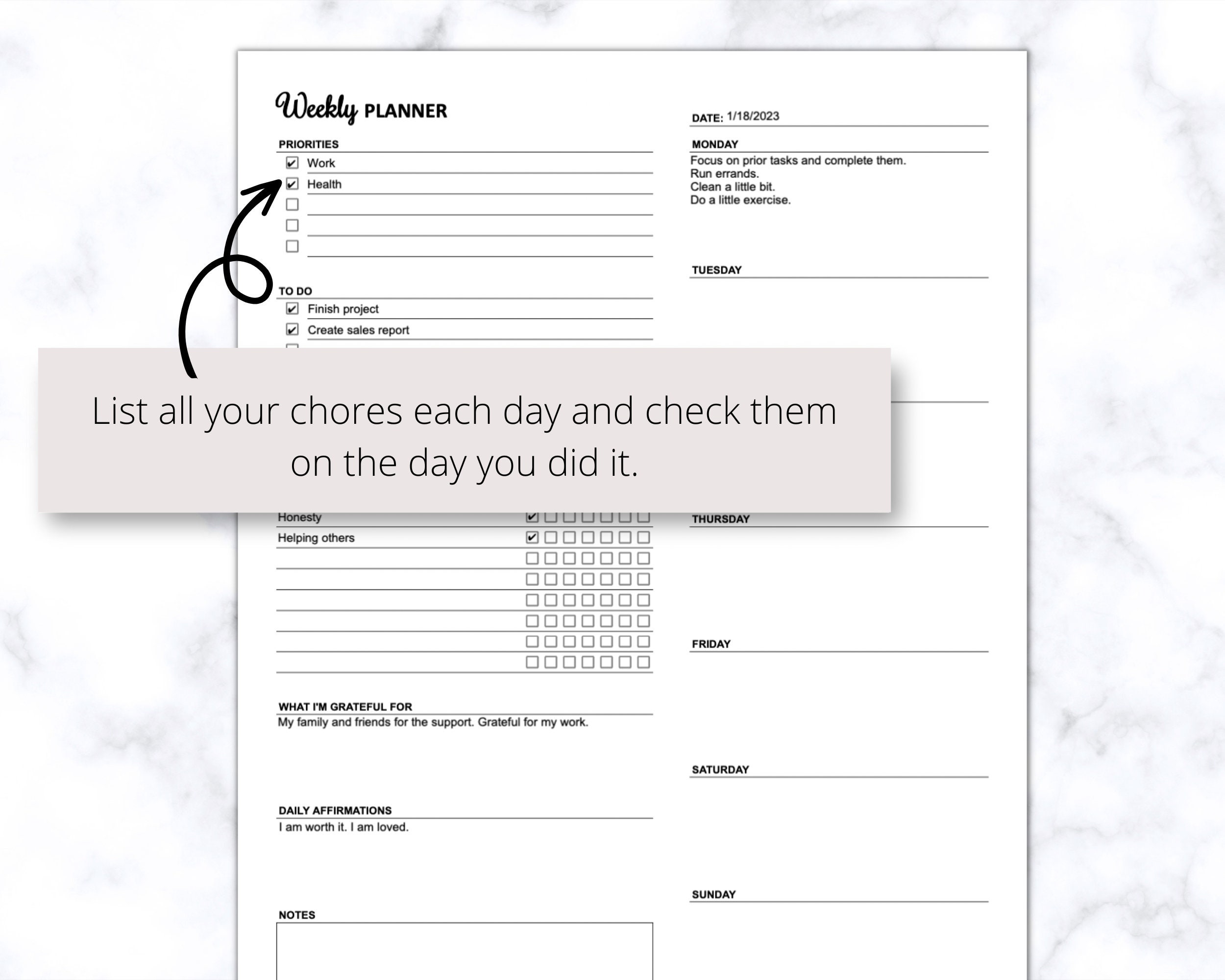 Editable Weekly Planner Printable PDF, Week Organizer, Productivity ...