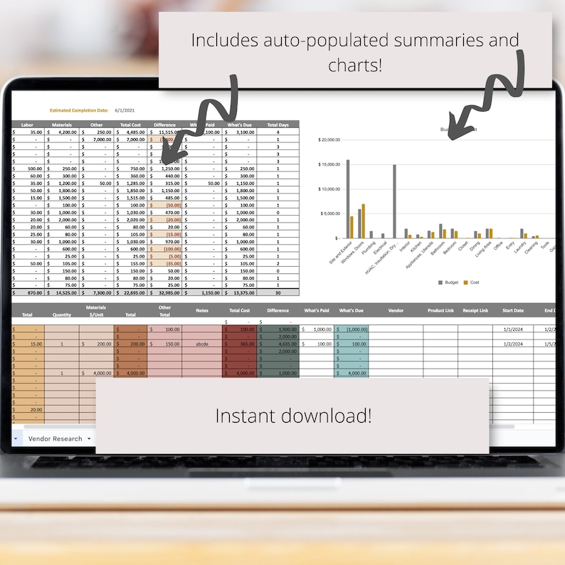 New House Cost Tracker Google Sheets Spreadsheet, New Home Building ...