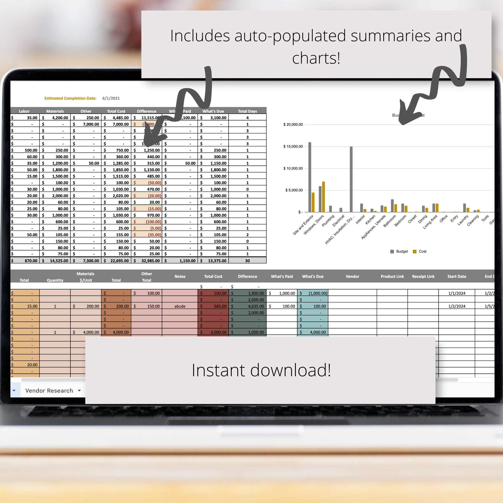 New House Cost Tracker Google Sheets Spreadsheet, New Home Building ...