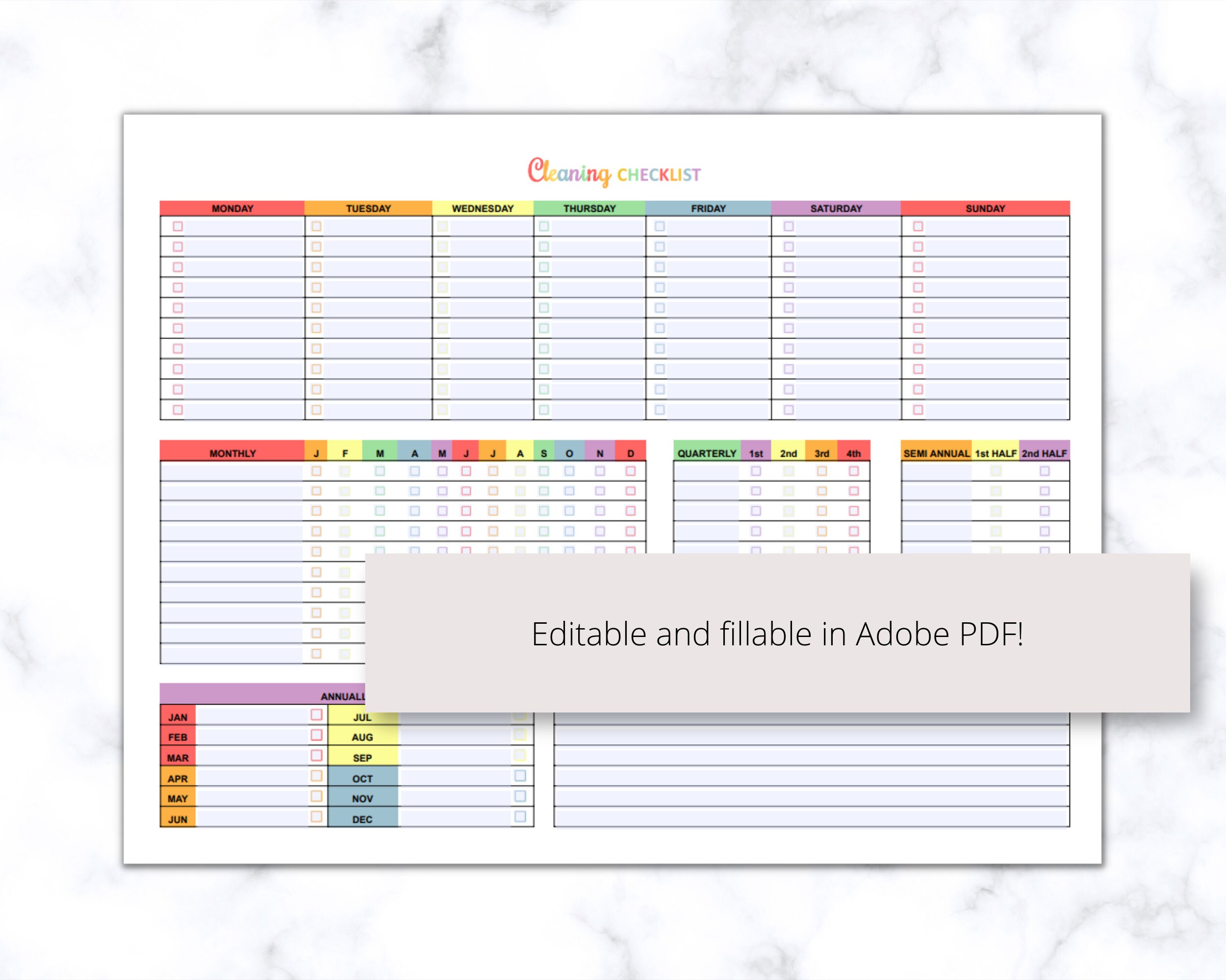 Multi-color Cleaning Checklist Printable PDF, Housekeeping Checklist ...
