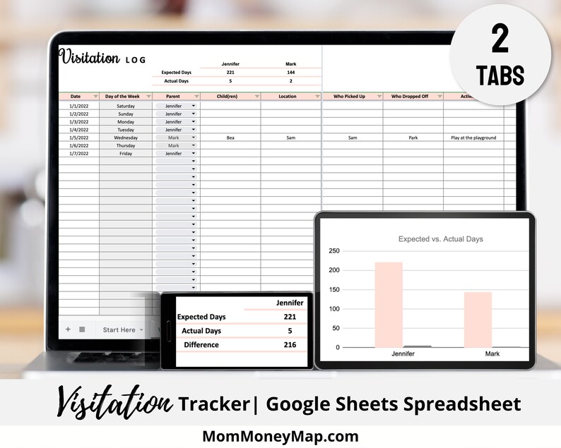Child Custody Visitation Days Tracker Google Sheets - Etsy