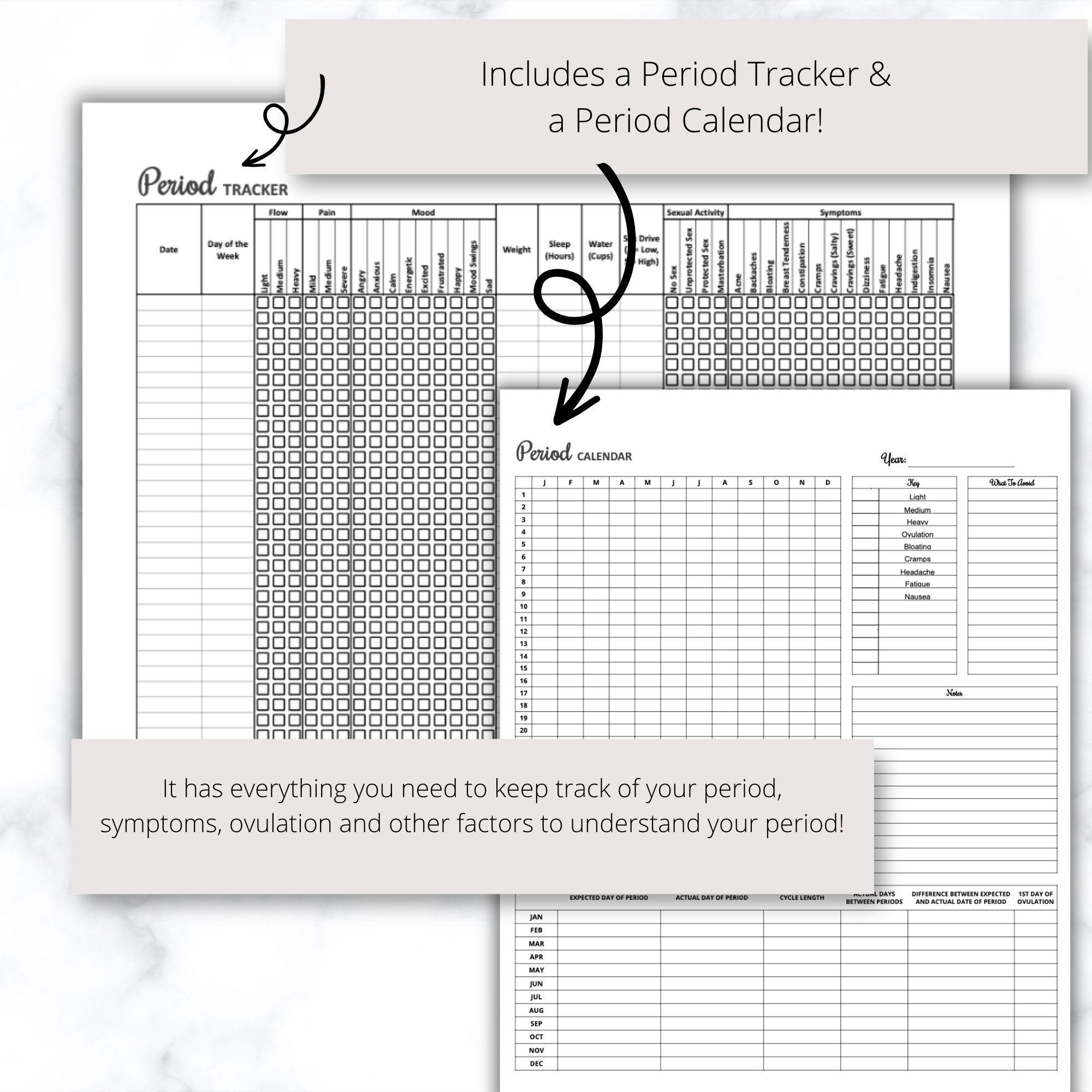Period Planner Printable PDF, Menstrual Period Planner Printable, Track ...