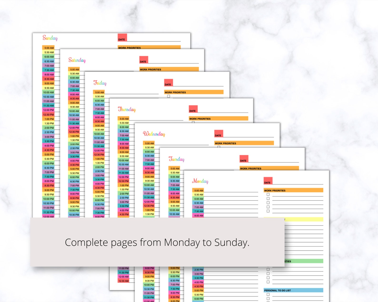 Multi-color Work From Home Planner Printable PDF, Remote Work Planner ...