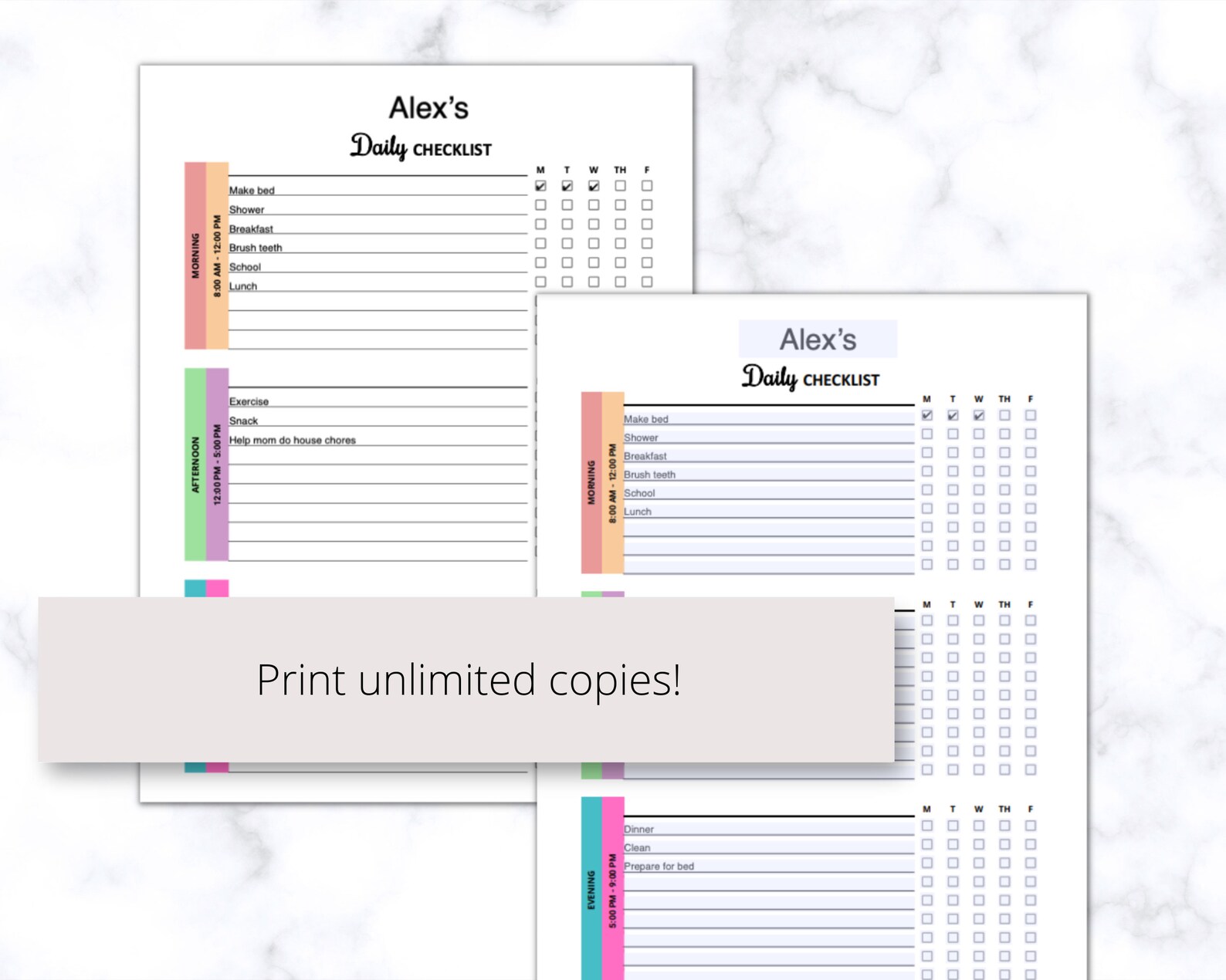 Kids Daily Checklist Printable PDF, Children's Daily Schedule, Daily ...