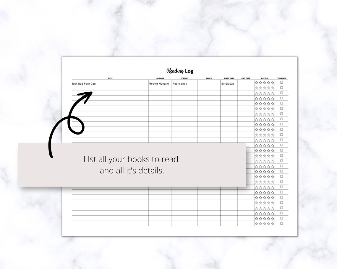 Reading Log Printable PDF, Book Tracker, Book Progress Tracker ...
