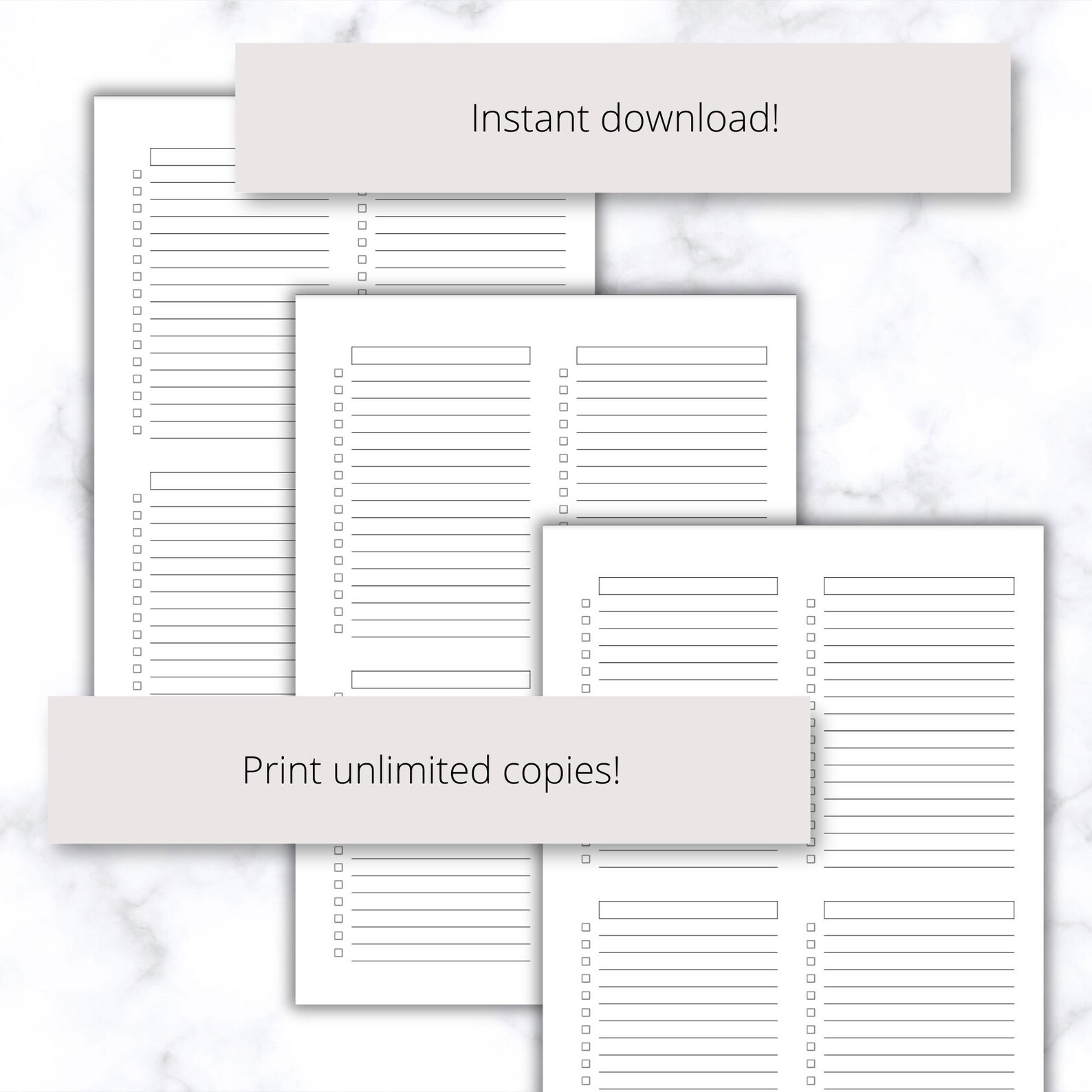 Blank Checklist Printable PDF A4, Blank to Do List PDF A4, Minimalist ...