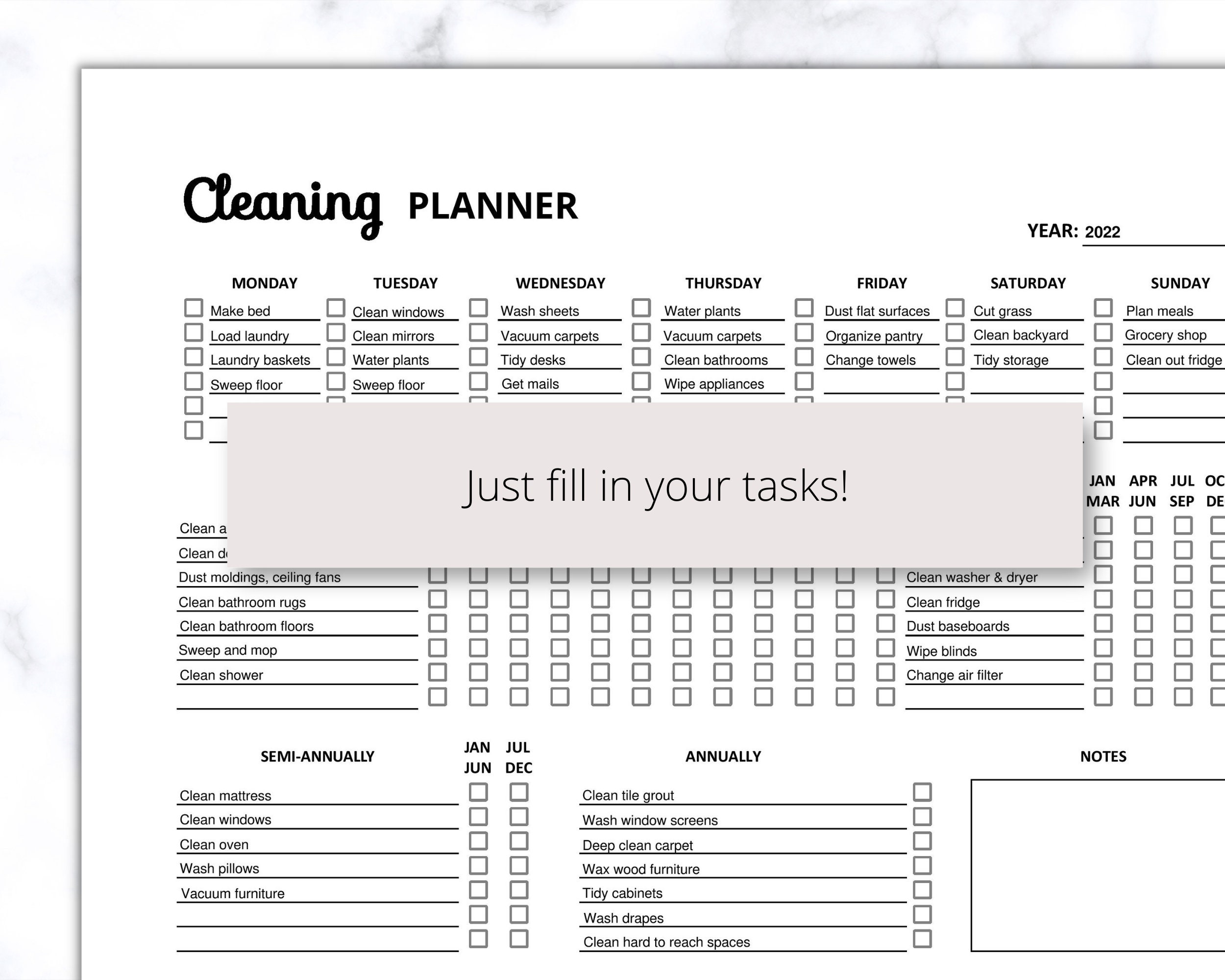 Cleaning Planner Landscape Printable PDF Monthly Quarterly - Etsy
