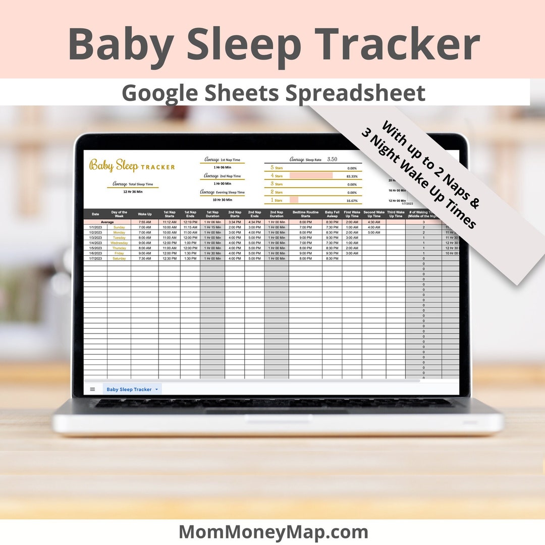 Baby Sleep Tracker Google Sheets Spreadsheet, Baby Sleep Log Template ...